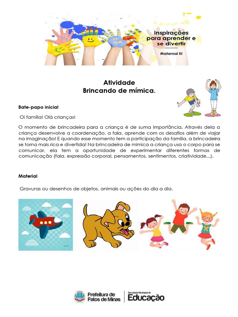 Brincando de Mimícas Mat.3 | PDF | Bem-estar
