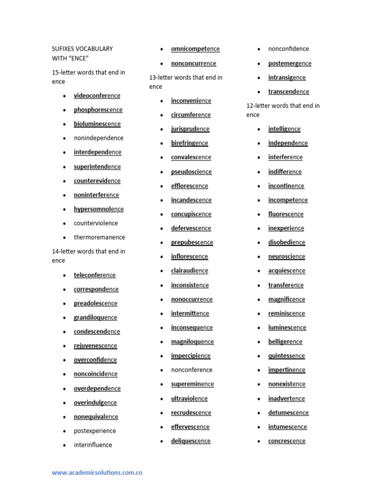 Sufixes Vocabulary With | PDF