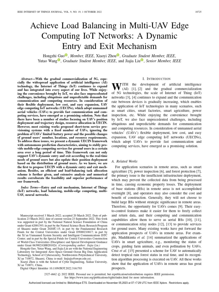 Achieve Load Balancing in Multi-UAV Edge Computing IoT Networks A Dynamic Entry and Exit ...