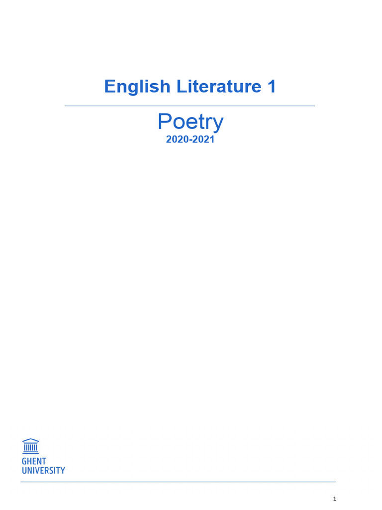 Syllabus EL1 Poetry AY 2020-2021 | PDF