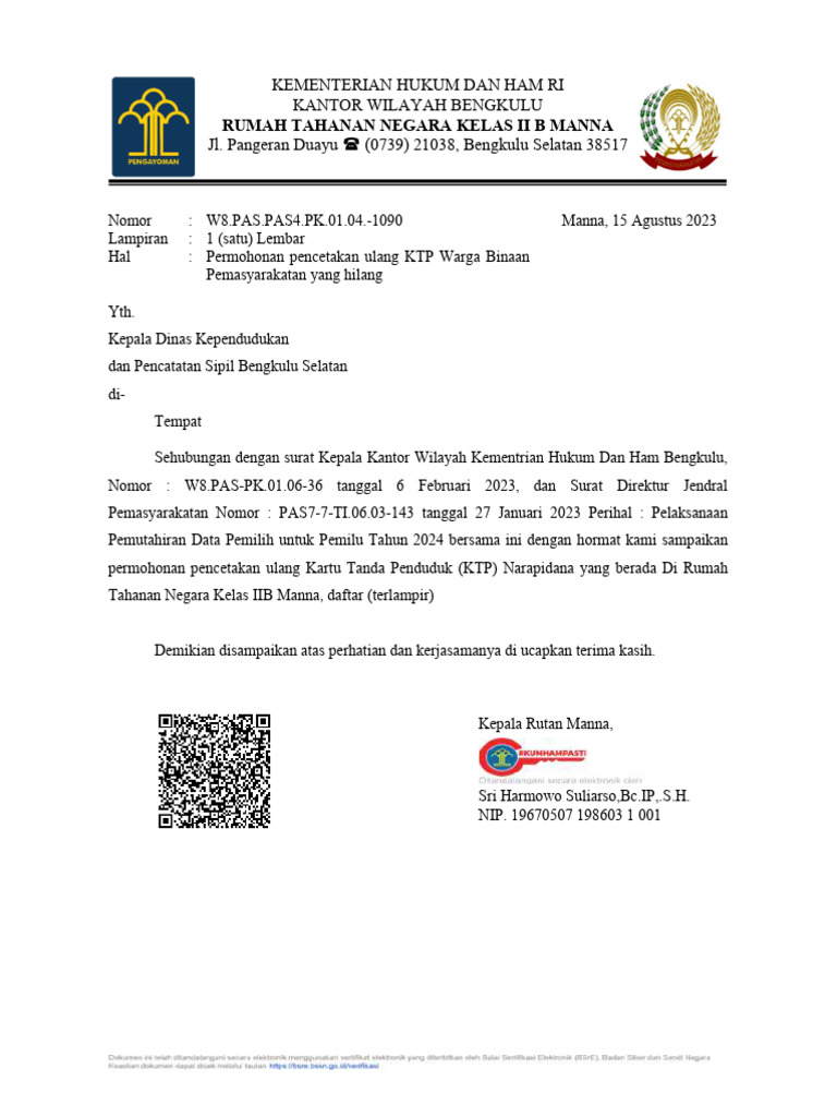 Surat Permohonan Pencetakan KTP | PDF