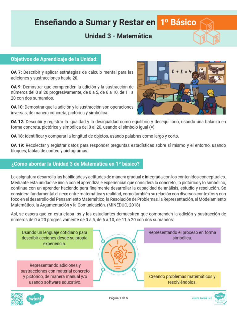 CL M 1690420992 Gratis Ensenando Matematicas en 1 Basico Unidad 3 Matematicas - Ver - 2 | PDF