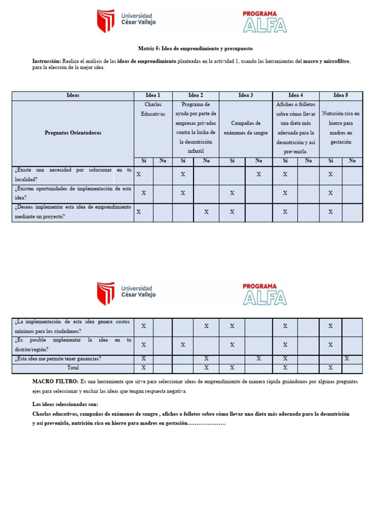 Sesión 05 Matriz 05 Propuesta de Emprendimiento | PDF