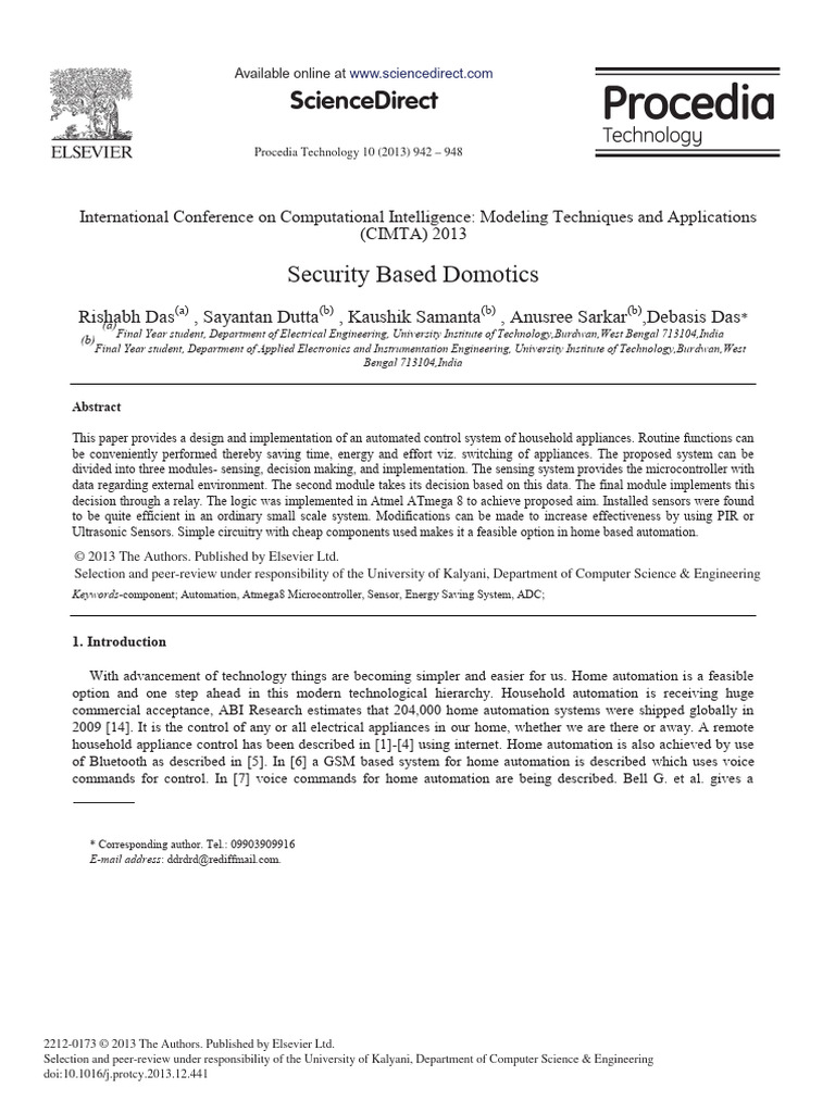 Sciencedirect: Security Based Domotics | PDF | Microcontroller | Home Automation