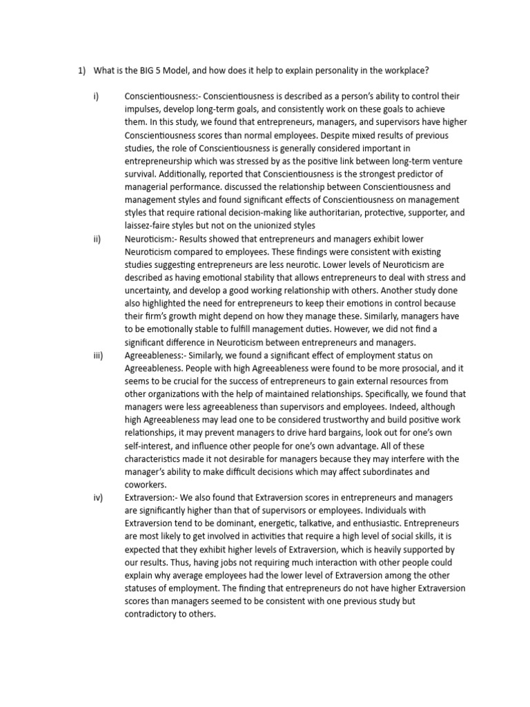 What Is The BIG 5 Model | PDF | Career & Growth | Self-Improvement