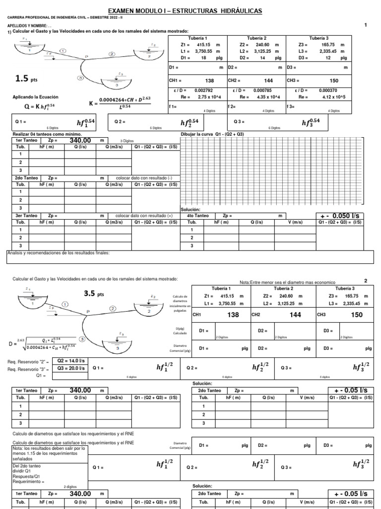 E01 Hazen 3 Reservorios Mejor Solución | PDF