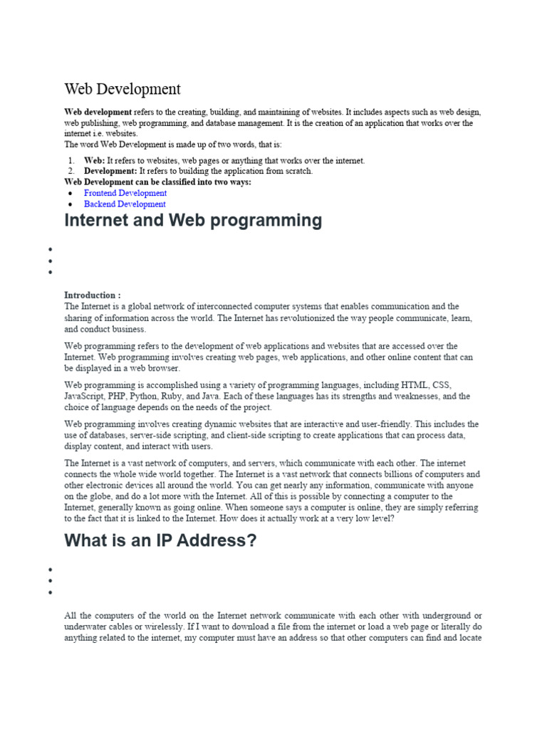 Web Development | PDF | World Wide Web | Internet & Web