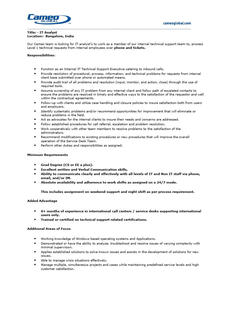 JD Analyst Tier1 | PDF