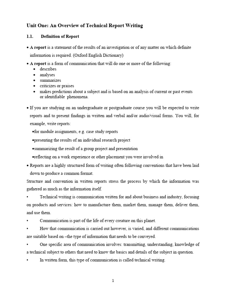 Technical Units 1 - 4 | PDF