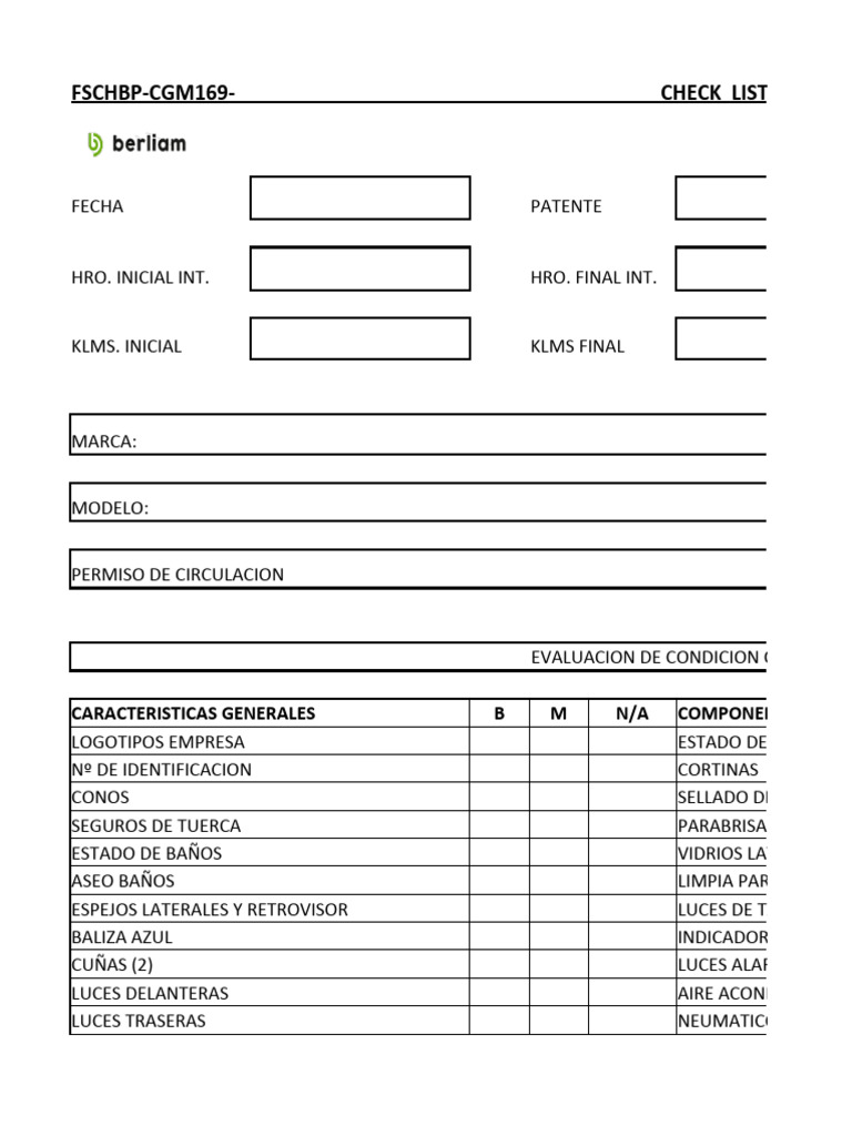 Check List Bus Transporte de Personal | PDF | Tecnologías automotrices ...