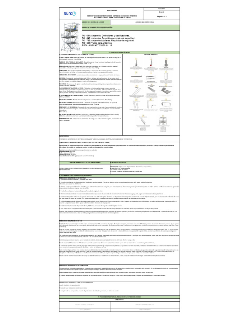 Anexo 9. Especificaciones Andamios | PDF