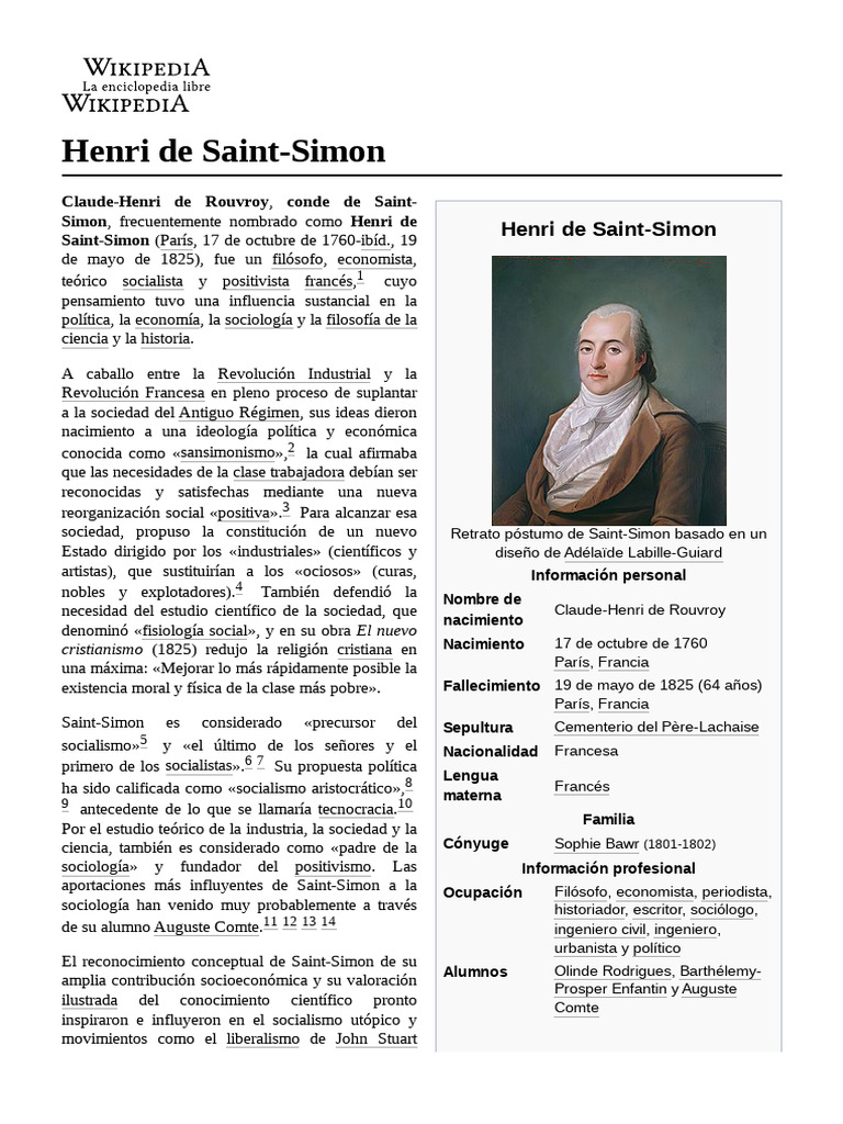 Henri de Saint-Simon | PDF | Positivismo | Socialismo
