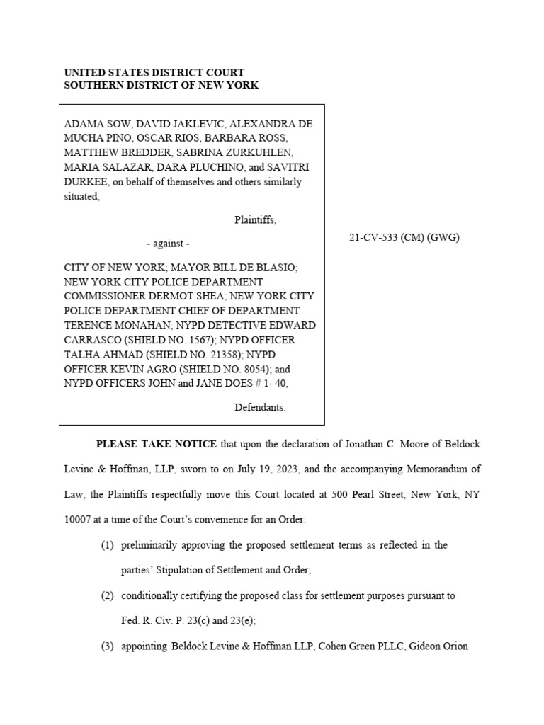 165 - Notice of Motion | PDF | New York City Police Department | Public Law