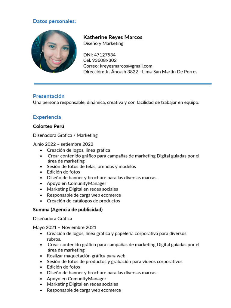 CV Reyes Katherine | PDF