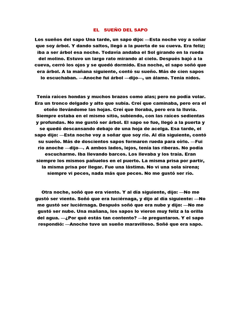 El Sueño Del Sapo Pdf