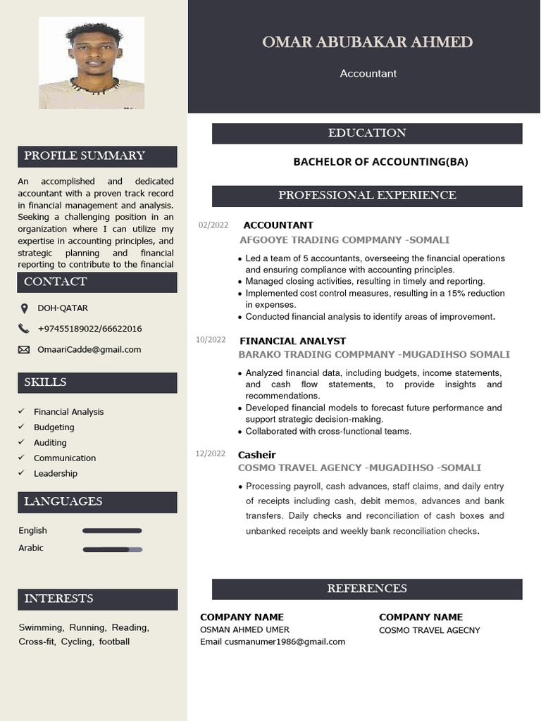 Omar CV | PDF | Accounting | Cash