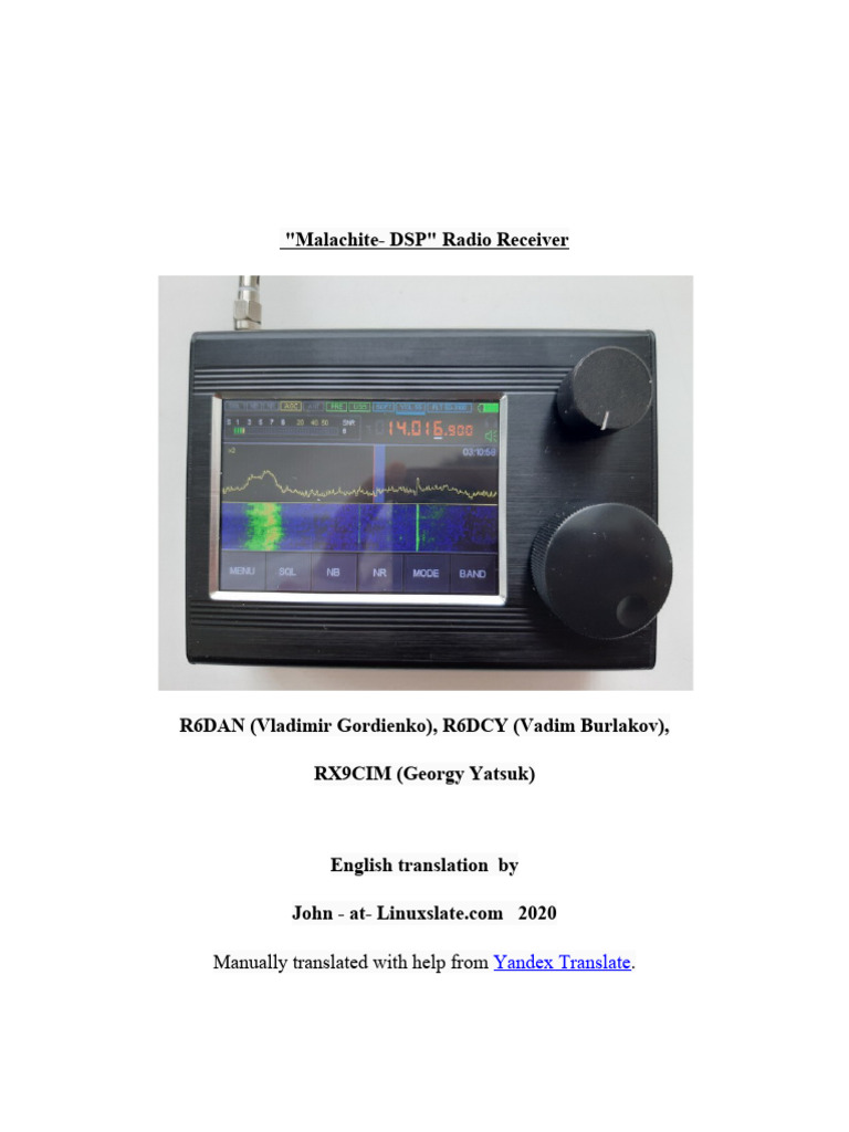 Instructions Malahit-DSP en | PDF | Antenna (Radio) | Equalization (Audio)