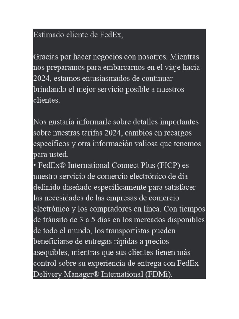 Estimado Cliente de FedEx | PDF | Economias | Business