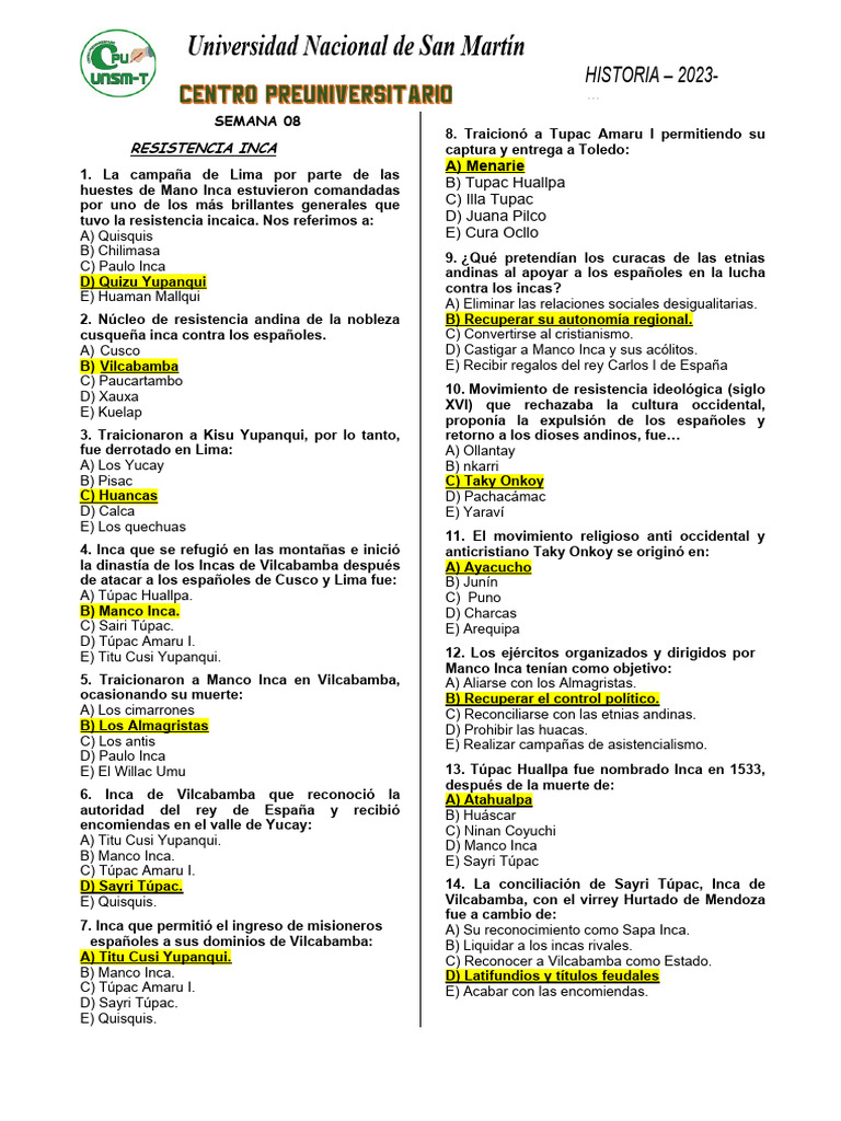 Práctica - Historia - Sem - 7 | PDF