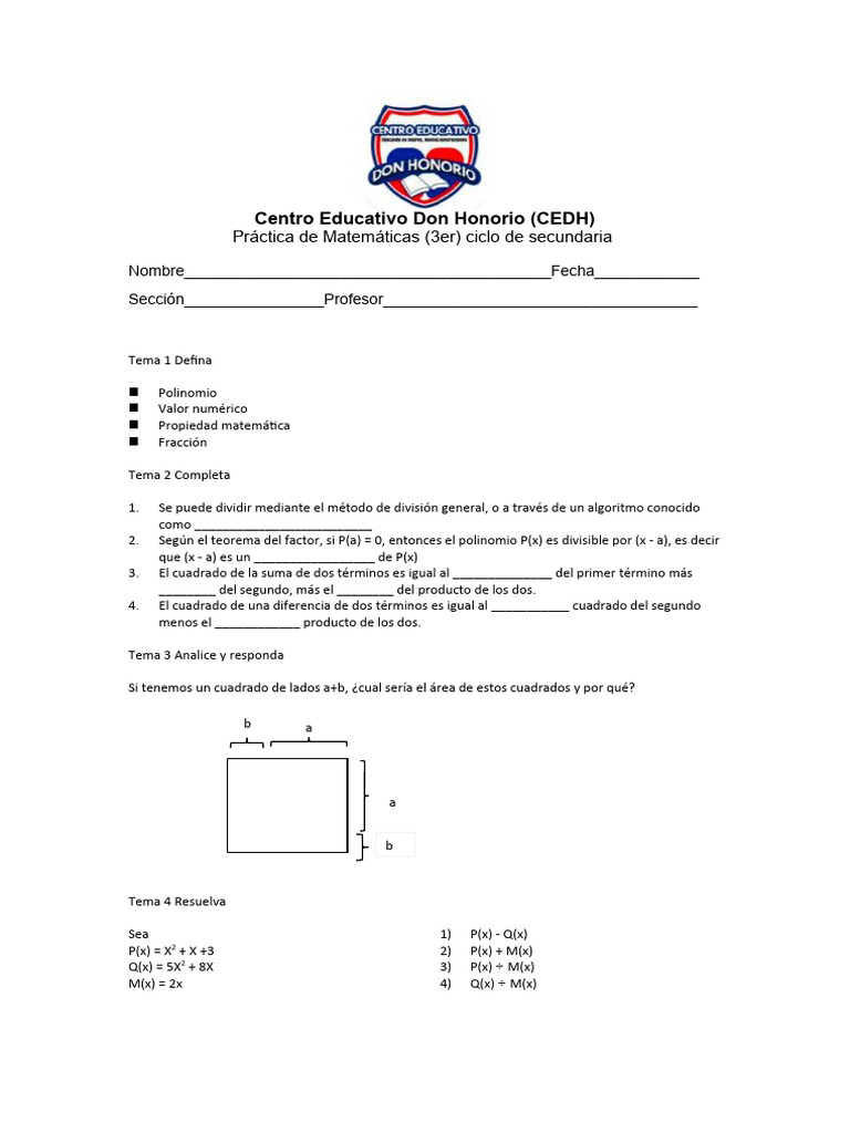 Practica de Matemáticas | PDF | Prueba matemática | Factorización