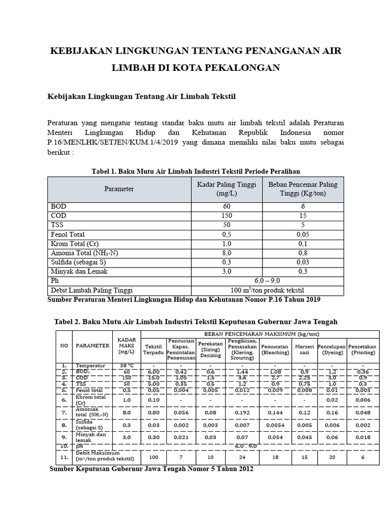 DTL Air Limbah Tekstil | PDF