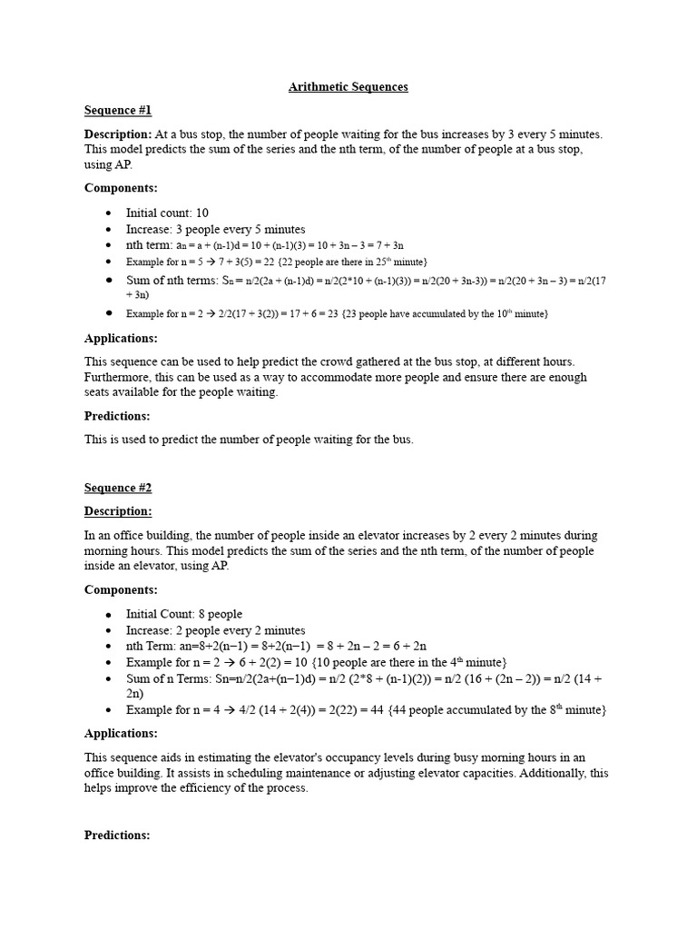 Arithmetic Sequences USES IN REAL LIFE | PDF | Elevator | Applied ...