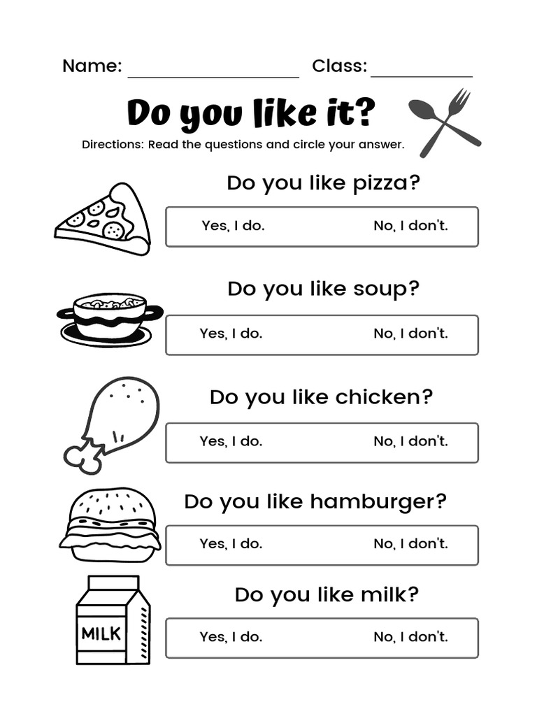 Like Don't Like English Worksheet | PDF