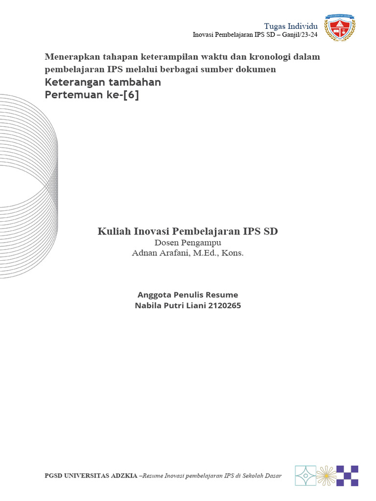 Keterampilan Waktu & Kronologi IPS SD | PDF | Karier & Perkembangan