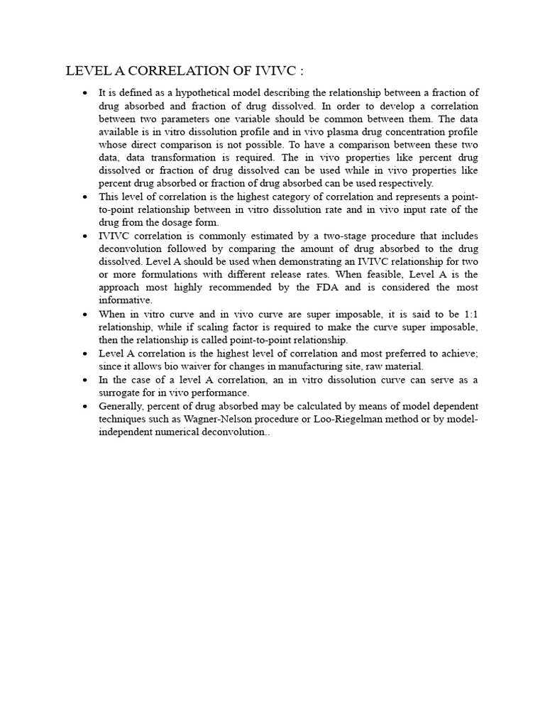 Level A Correlation of Ivivc | PDF