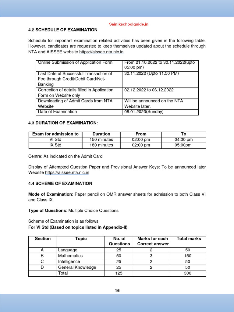 SAINIK SCHOOL ENTRANCE EXAM SYLLABUS FOR CLASS 9 PDF 2025 Technical Specifications & Analysis