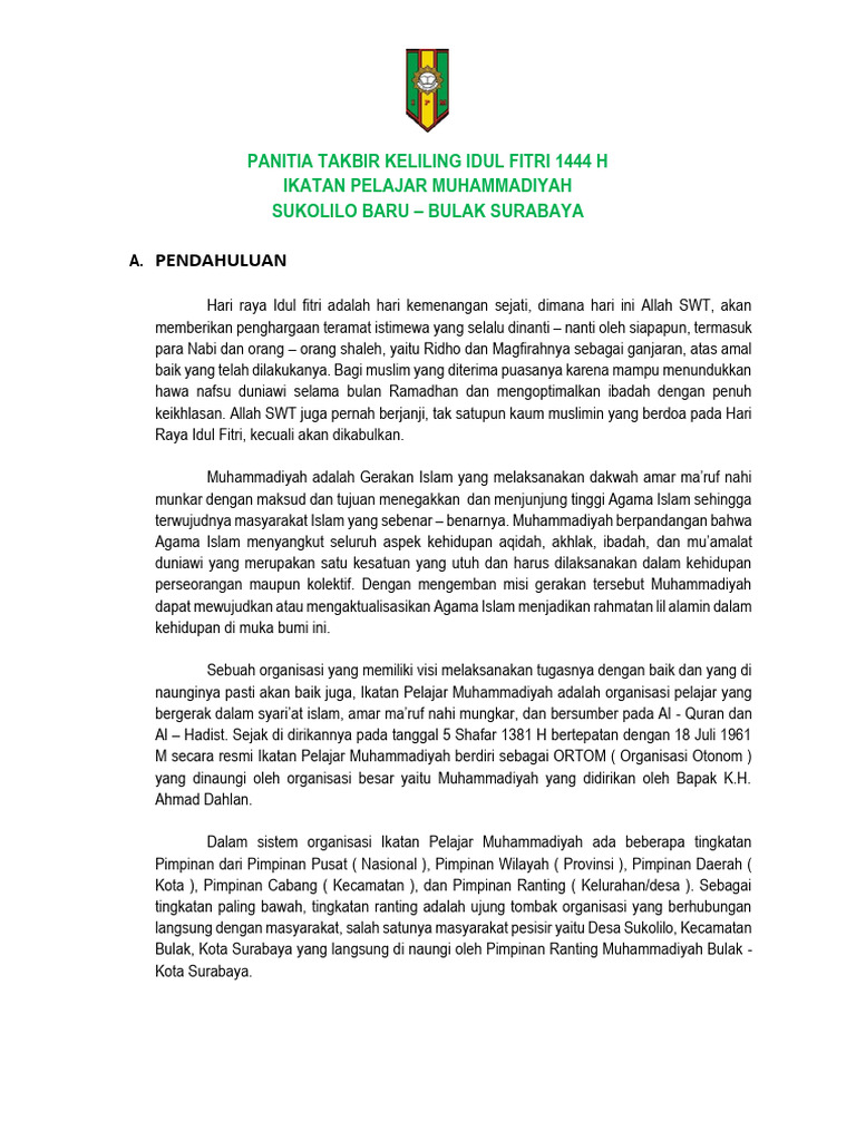 PROPOSAL TAKBIR KELILING 2023 (Fiks) 1 | PDF