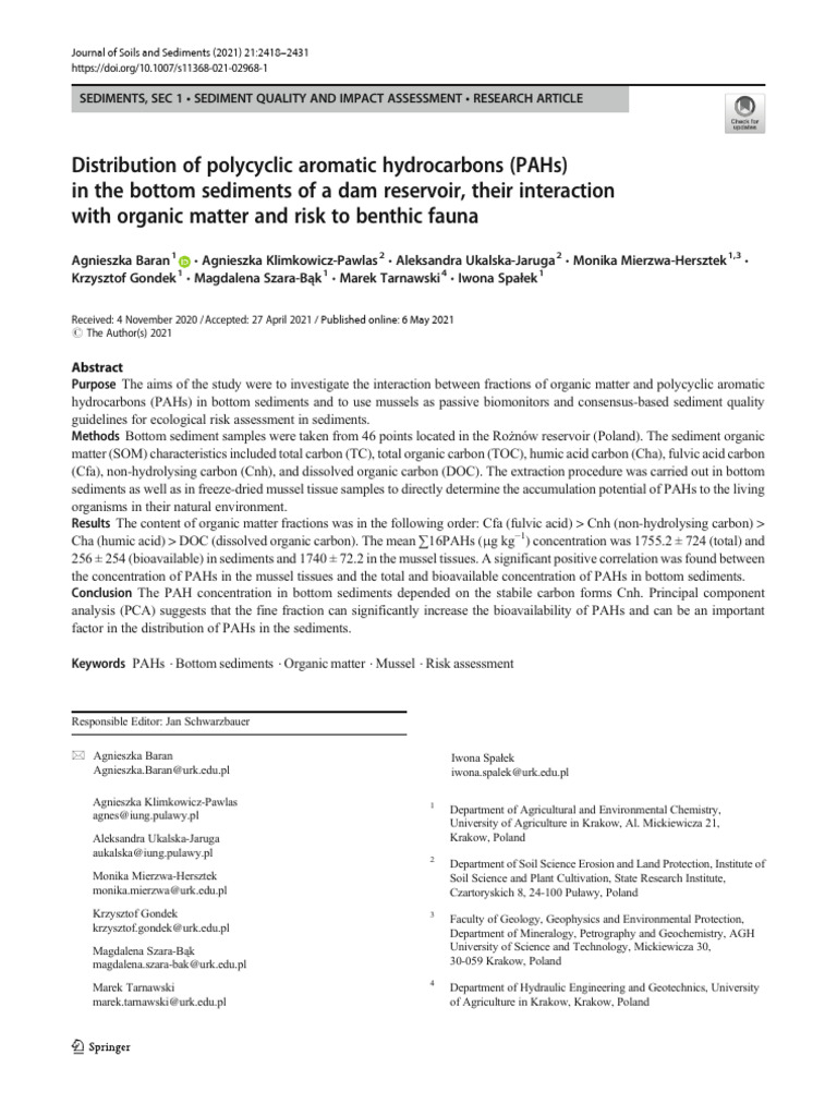 Distribution of Polycyclic Aromatic Hydrocarbons (PAHs) in The Bottom Sediments of A Dam ...