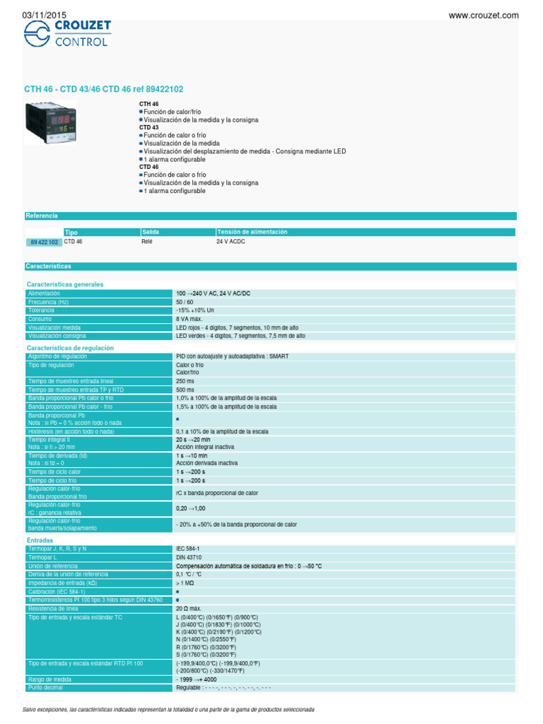 Reguladores de Temperatura 48 X 48 Digitales CTH 46 CTD 43 46 CTD 46 Ref 89422102 | PDF | Diodo ...