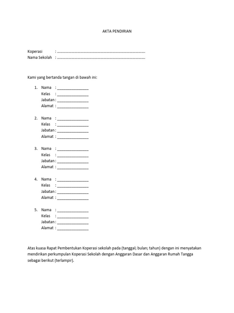 Akta Pendirian | PDF