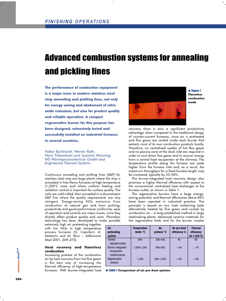 Advanced Combustion Systems For Annealing and Pickling Lines | PDF ...