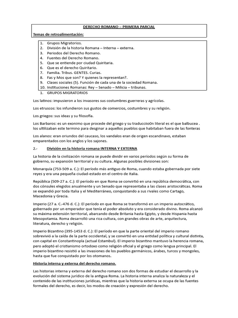 Introducción al Derecho Romano | PDF | Roma antigua | imperio Romano