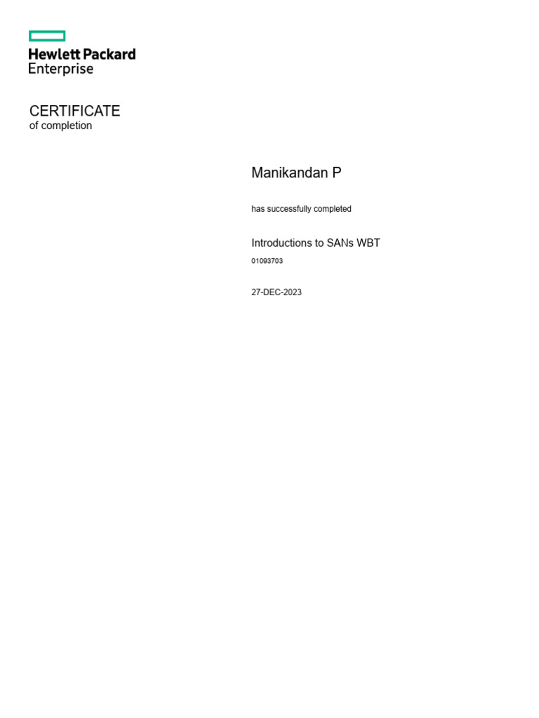 SANs WBT Completion Certificate | PDF