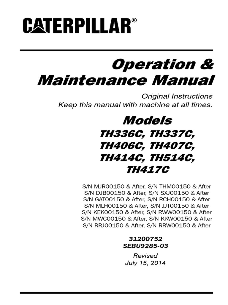 Th514c Operation and Maintenance | PDF | Leak | Safety