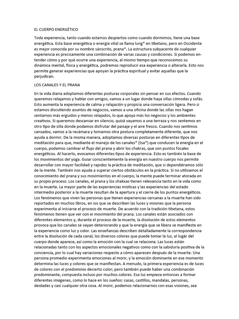 Cuerpo Energético y Prana en la Meditación | PDF