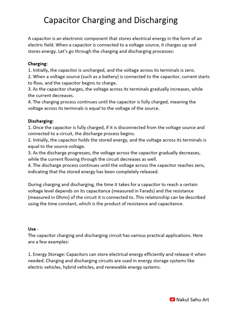 Capacitor Charging and Discharging | PDF | Capacitor | Electronic Circuits