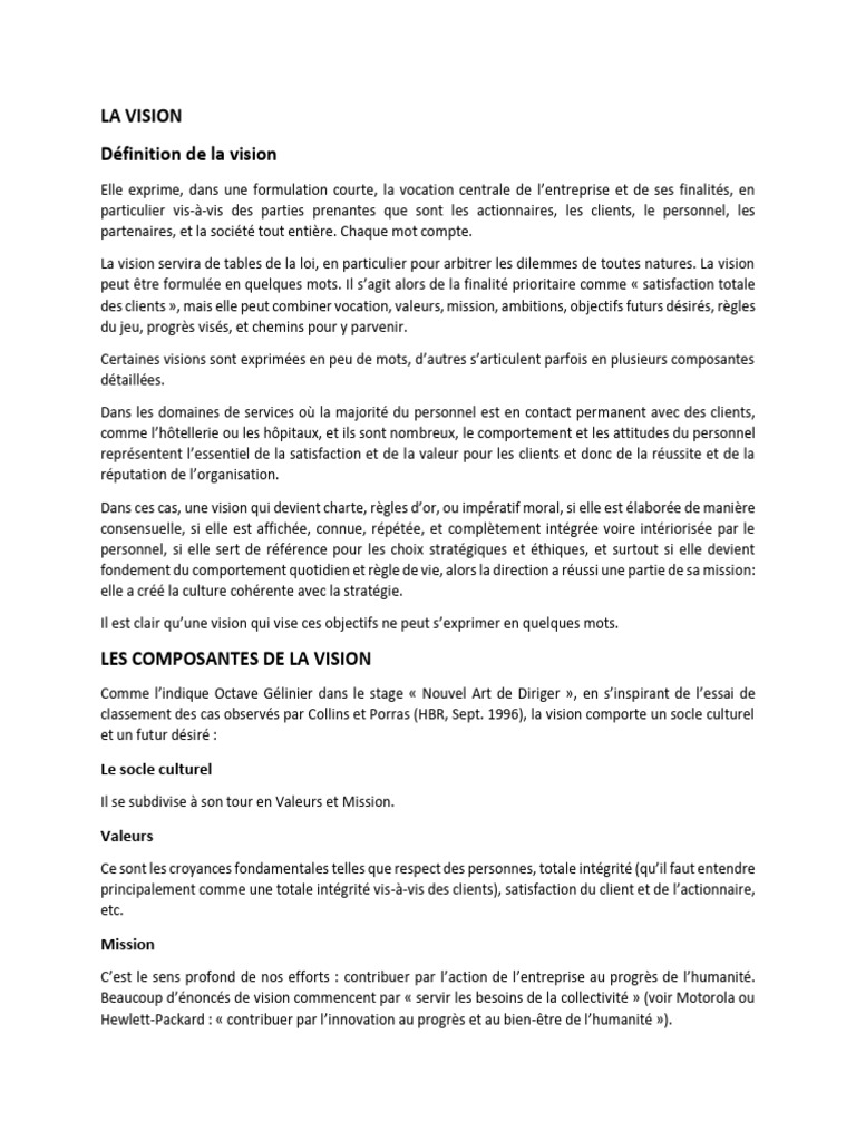 Élaboration d'une Vision Stratégique | PDF