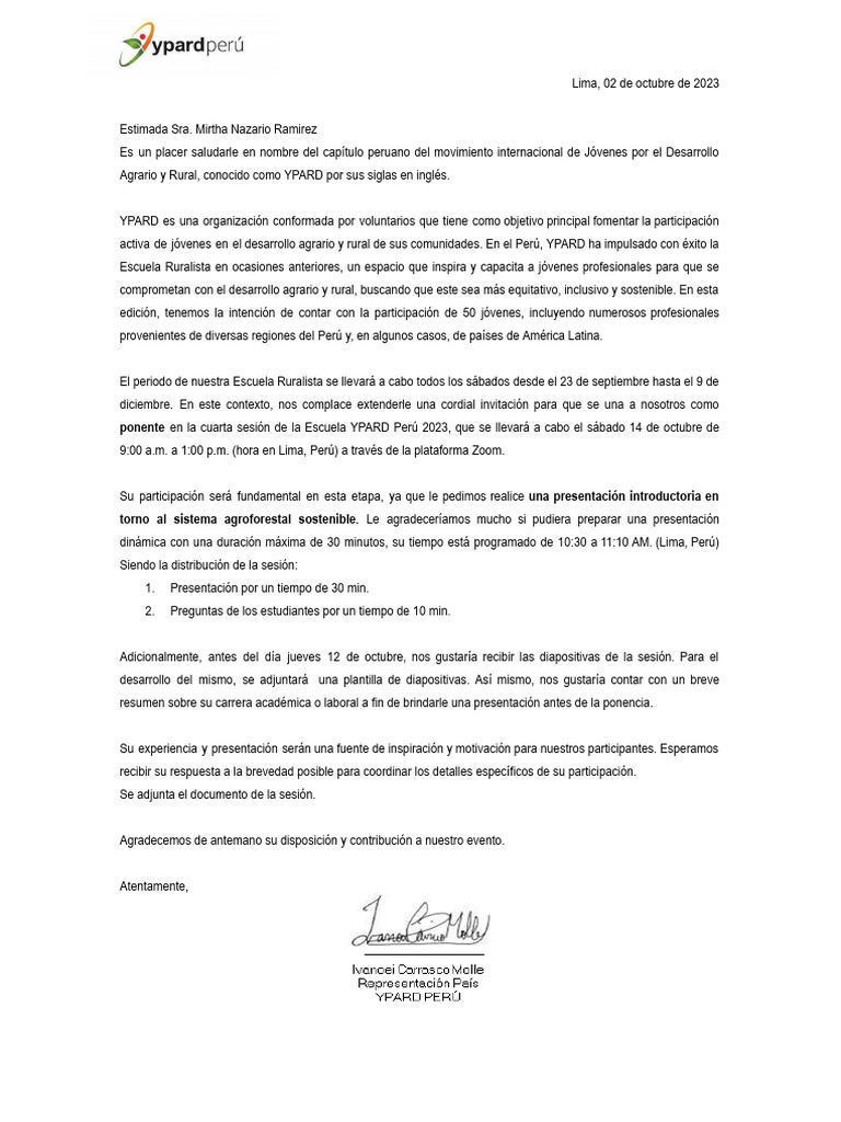 Carta de Invitación | PDF | Perú