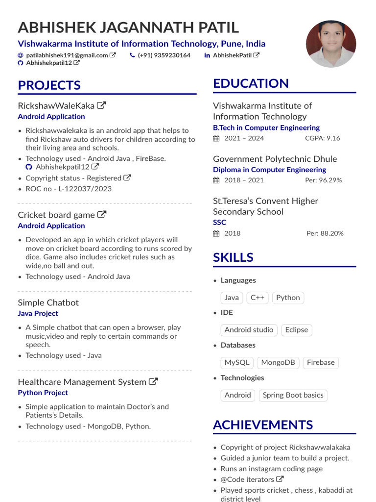 Abhishek Patil Viit | PDF | Android (Operating System) | Java (Programming Language)