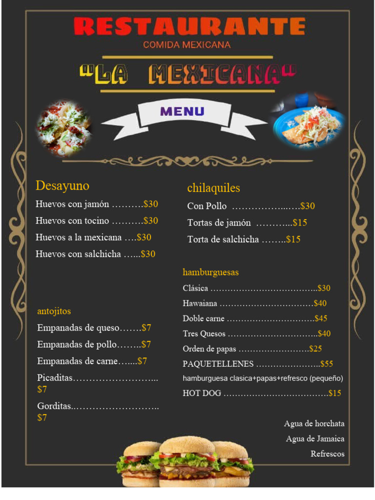 Menu Comida Mexicana | PDF
