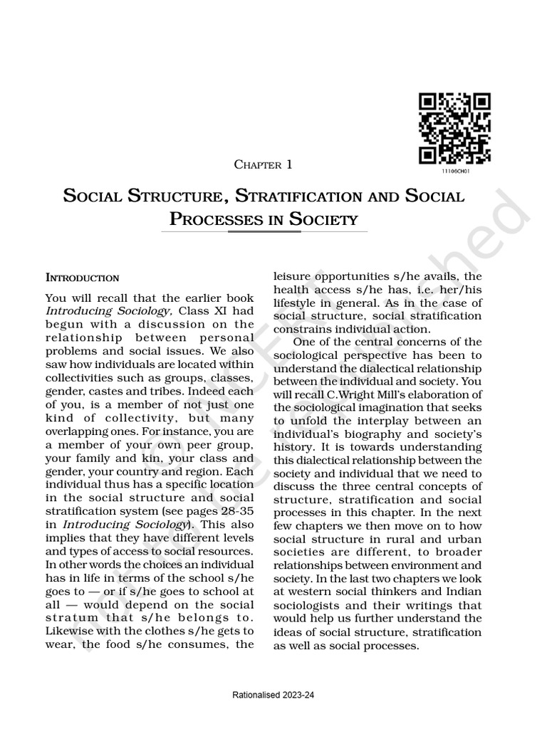 Social Structure, Stratification and Social Processes in Society | PDF ...