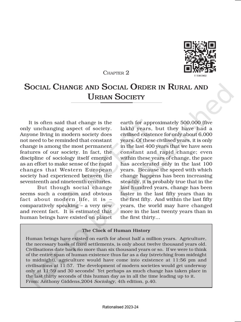Social Change and Social Order in Rural and Urban Society | PDF