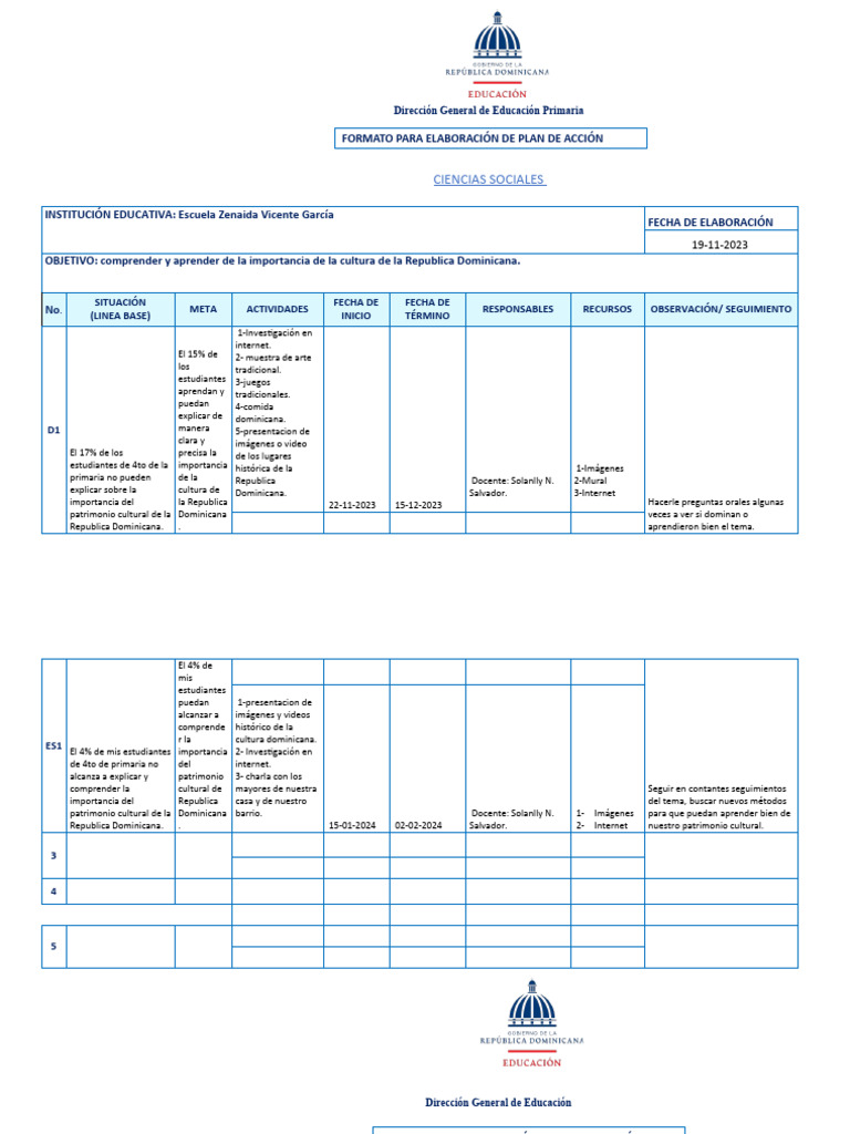 Formato Plan Accion Pdf