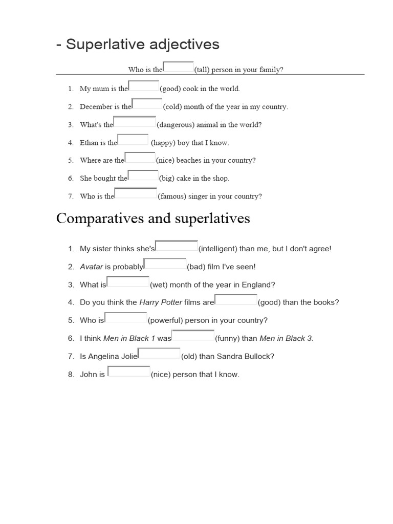Superlative and Comparative Fun | PDF