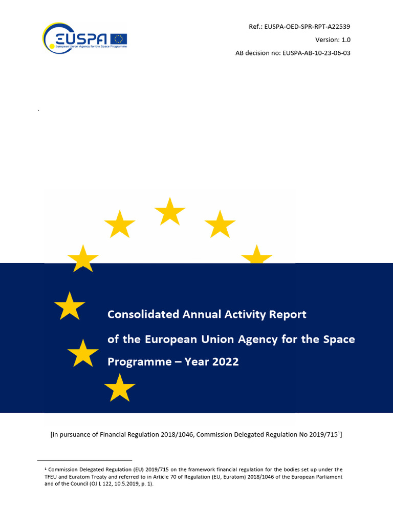 Euspa Consolidated Annual Activity Report 2022 | PDF | Business | Computers Euspa Consolidated Annual Activity Report 2022 | PDF | Business | Computers