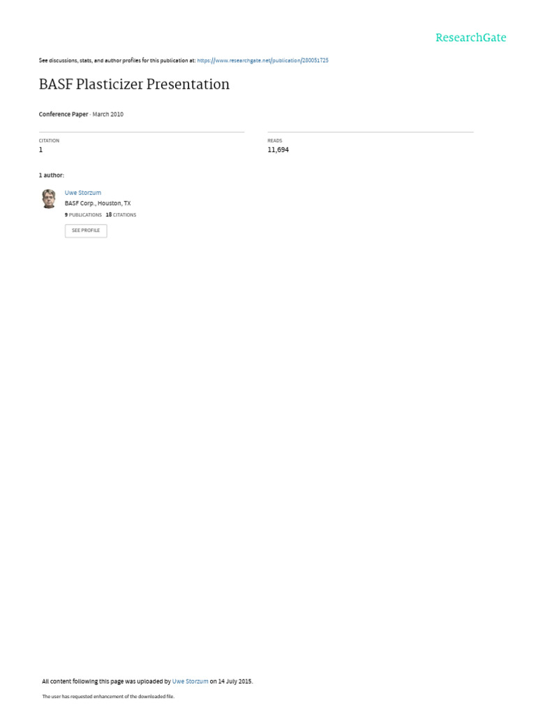 Plasticizer Presentation March 2010 | PDF